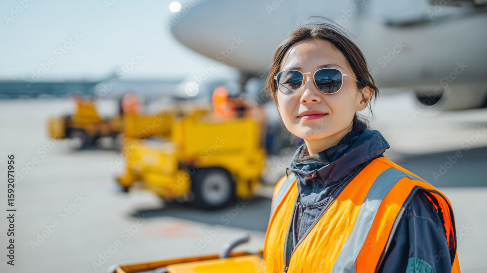 Zdjęcie bez tantiem: A female ground handling staff efficiently ...