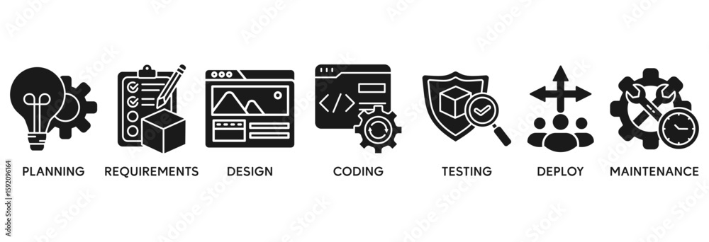 Software development life cycle icon set vector illustration concept relate to planning ...