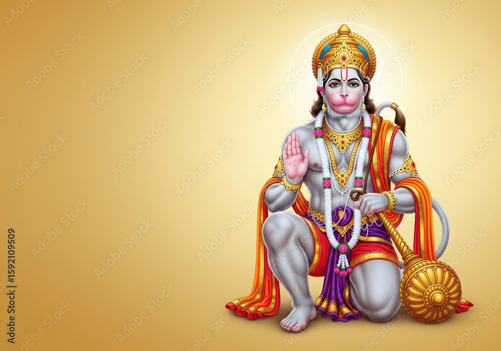 Lord Hanuman portrait design for spiritual festival. Stock Illustration ...