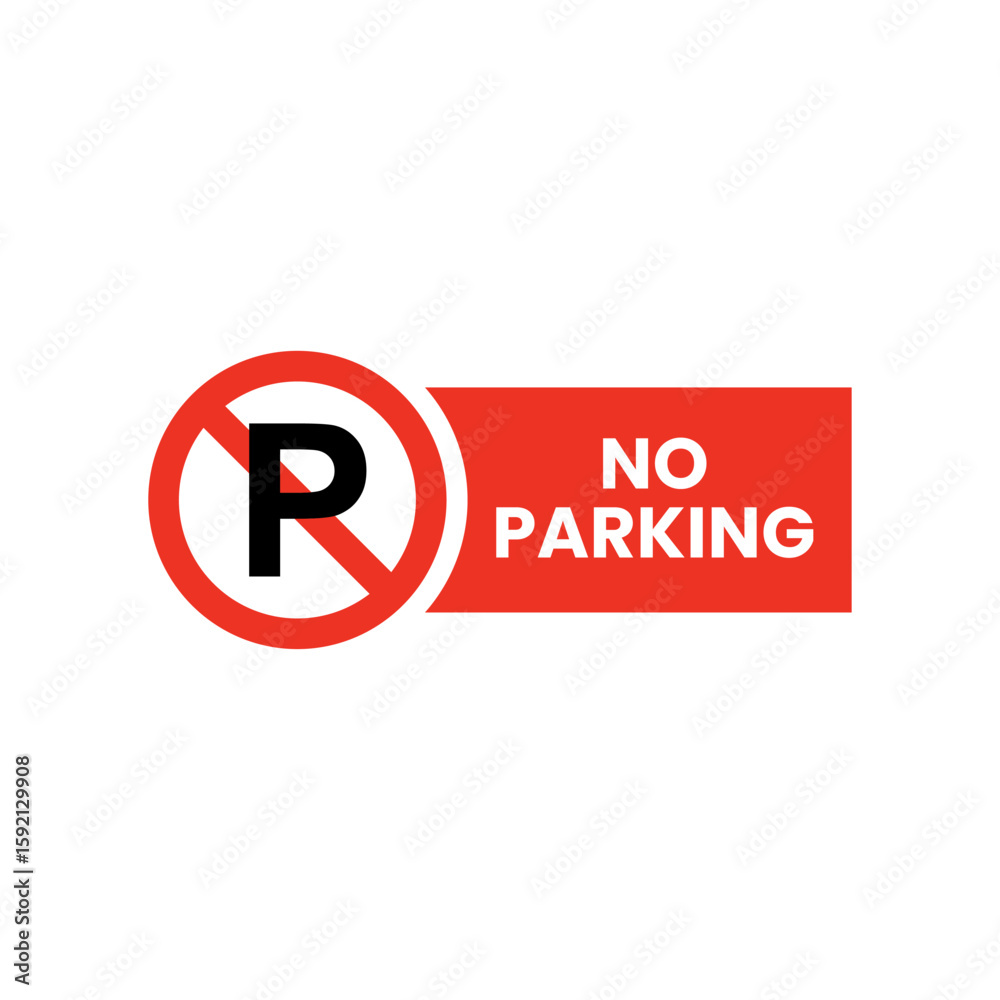 Red and black no parking logo icon for restricted area Stock Vector ...