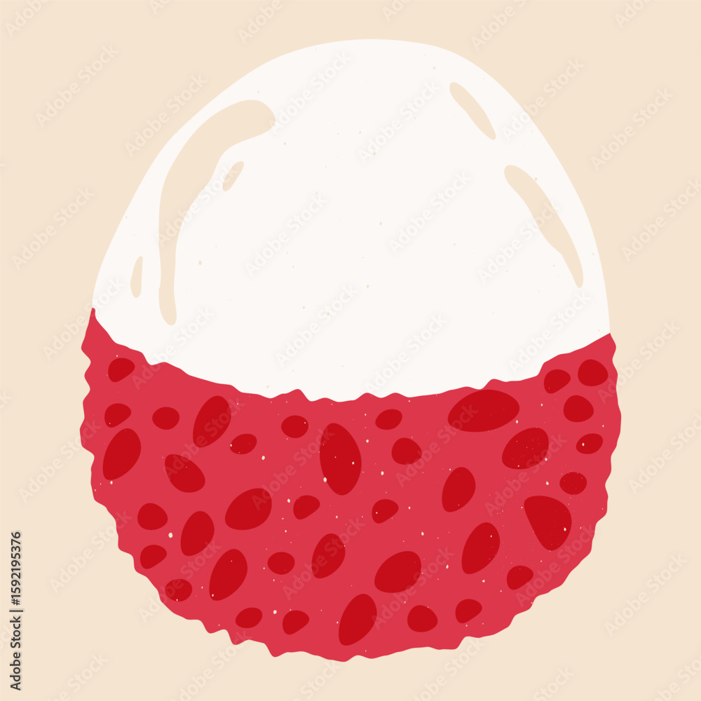 Lychee icon. Fresh exotic lychee fruit riso print style, cartoon litchi ...