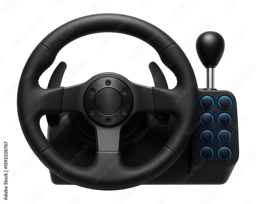Racing wheel controller with integrated gear shifter and extra button ...
