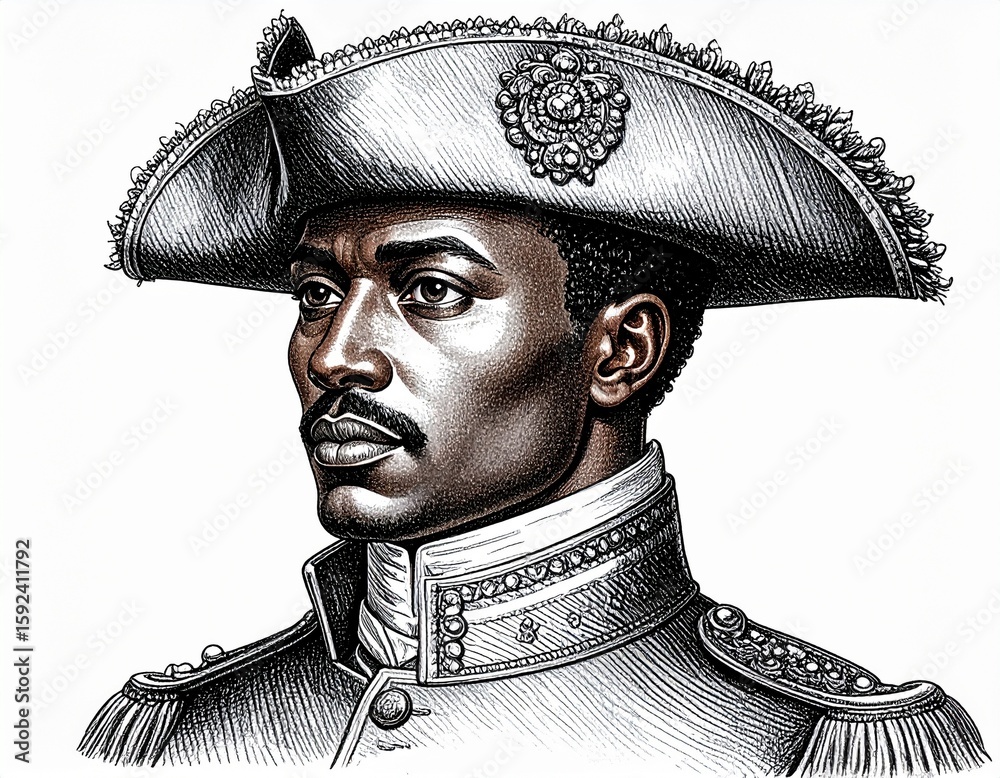 Detailed Illustration of Toussaint Louverture, Haitian Revolutionary ...