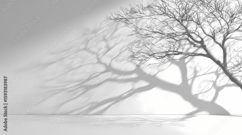 Tree branches shadows gobo effect on a transparent background, uhd ...