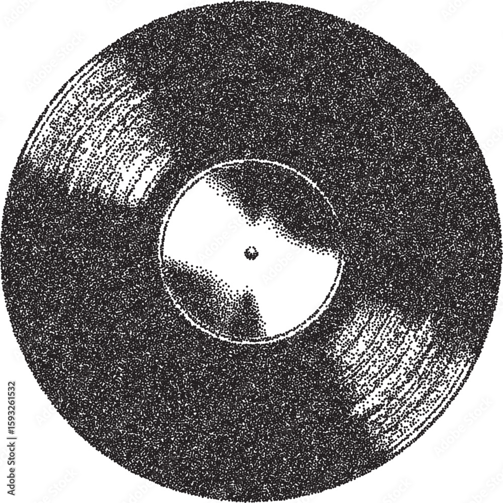 Vinyl record vintage y2k stipple art, music halftone stipple brutalist ...