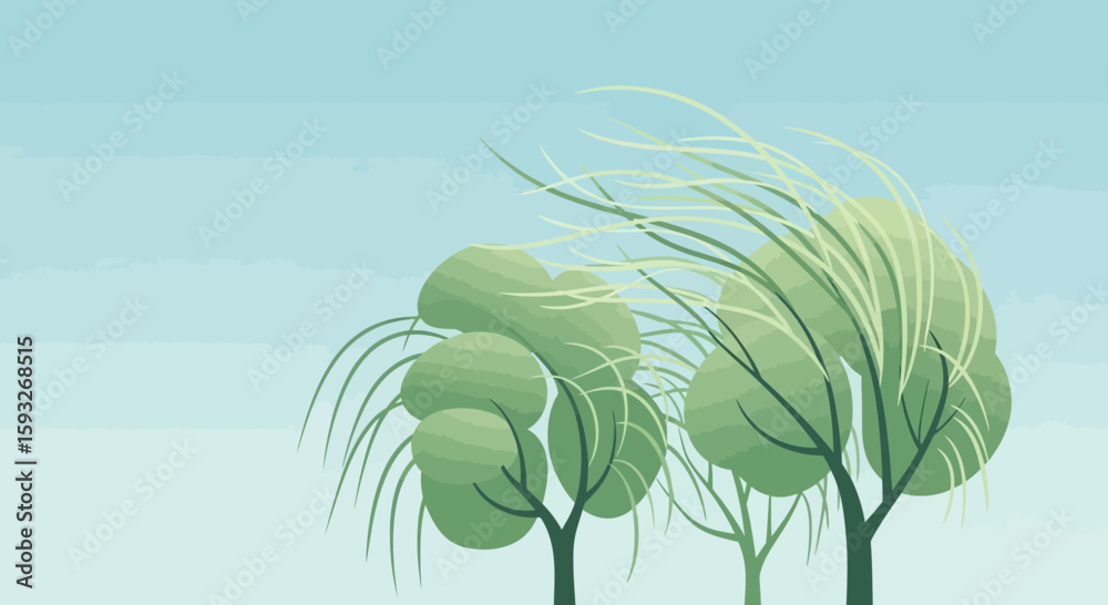 Trees Bending Under A Strong Wind Depicts Resilience In Nature And ...