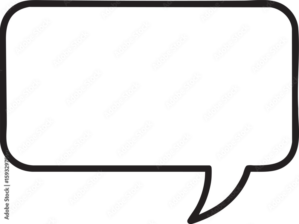Blank rectangular speech bubble with a black outline. A simple graphic ...
