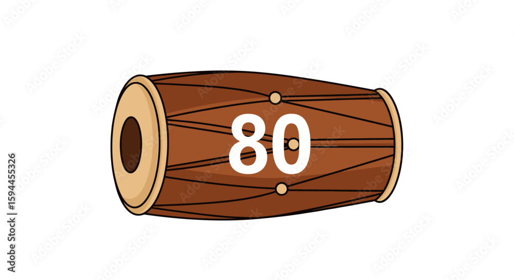 Vector Illustration of Drummer Drum with Number Eighty in Modern ...