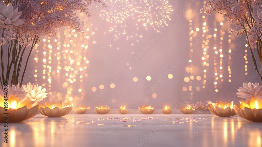Banner design for diwali festival and podium,Diwali light decoration ...