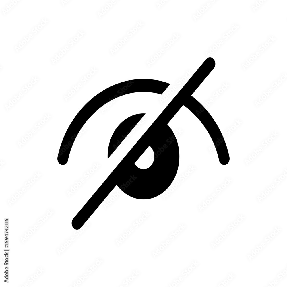 Eye icon with a diagonal line through it representing visibility off or ...