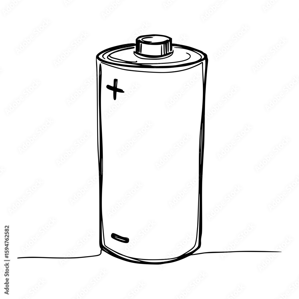 เวกเตอร์ Stock Simple drawing of battery, isolated vector image on ...