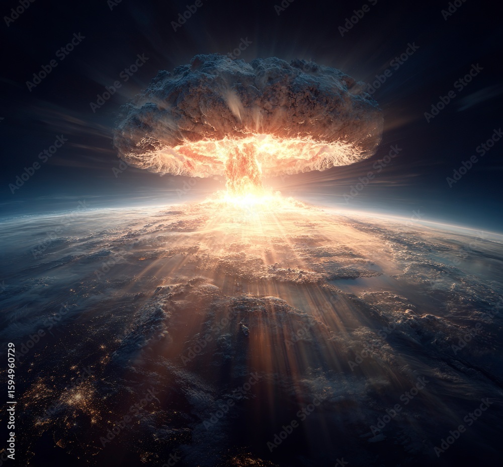 A background of the Earth exploding in space, with an explosion on one ...
