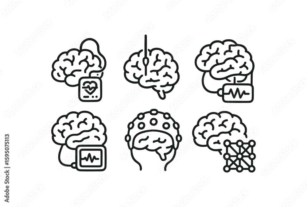 Stockvektorbilden brain blood flow sensor, brain neural probe, brain ...