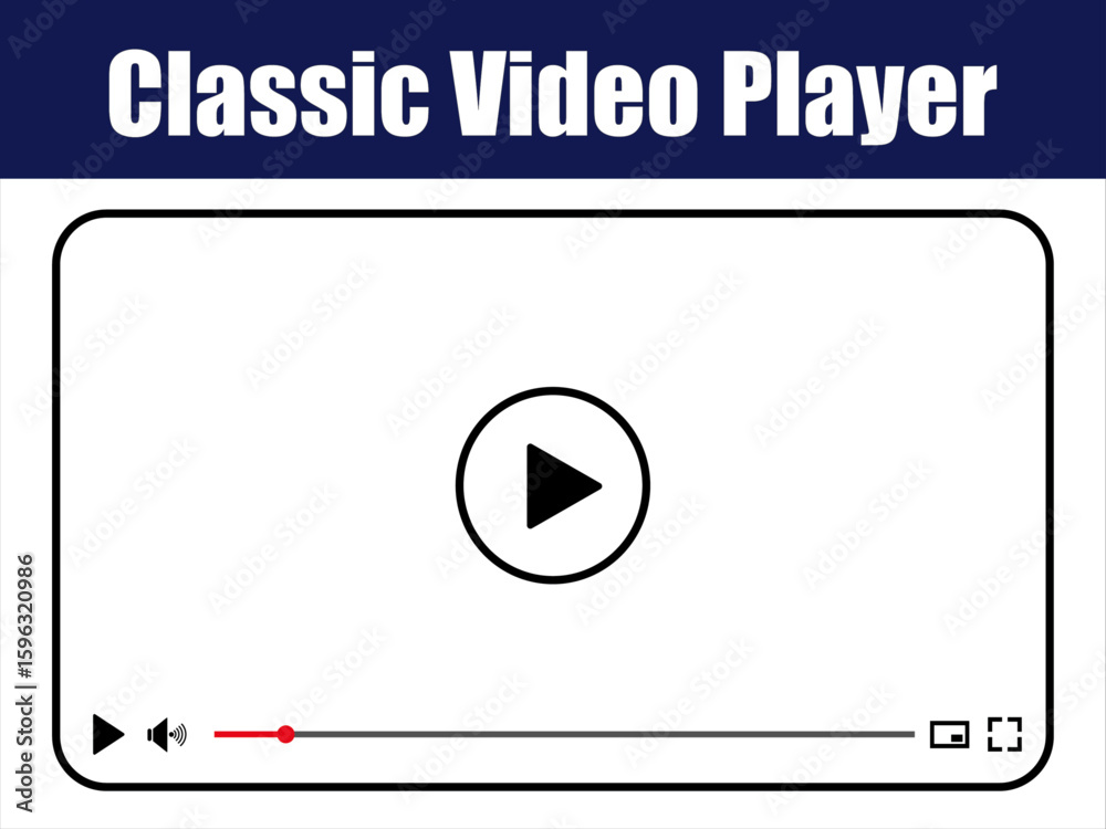 Classic Video Player UI Interface Play Animation Concept. Smooth ...