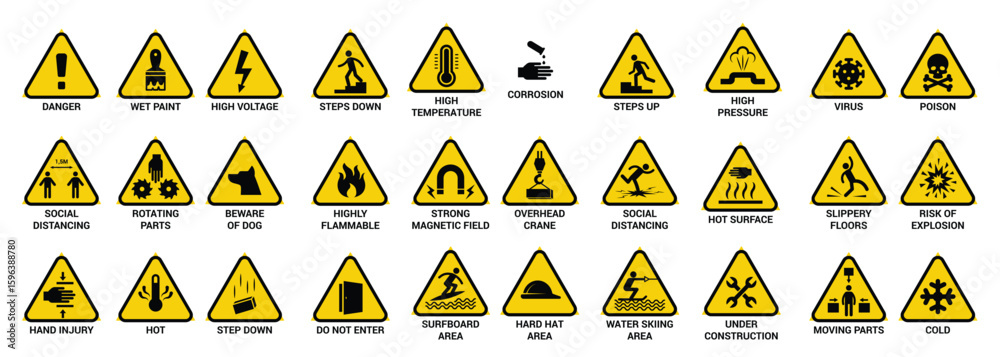 triangle warning sign danger symbols safety emergency electrical hazard ...