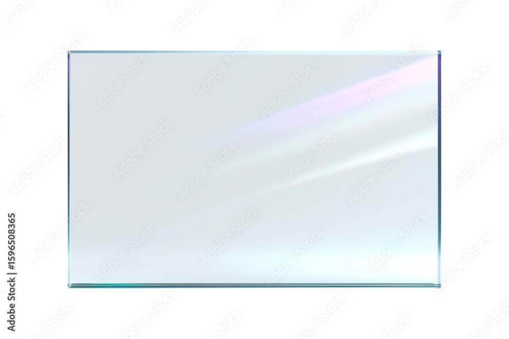 Transparent, shiny glass sheet. Transparent plastic panel. Glare and ...
