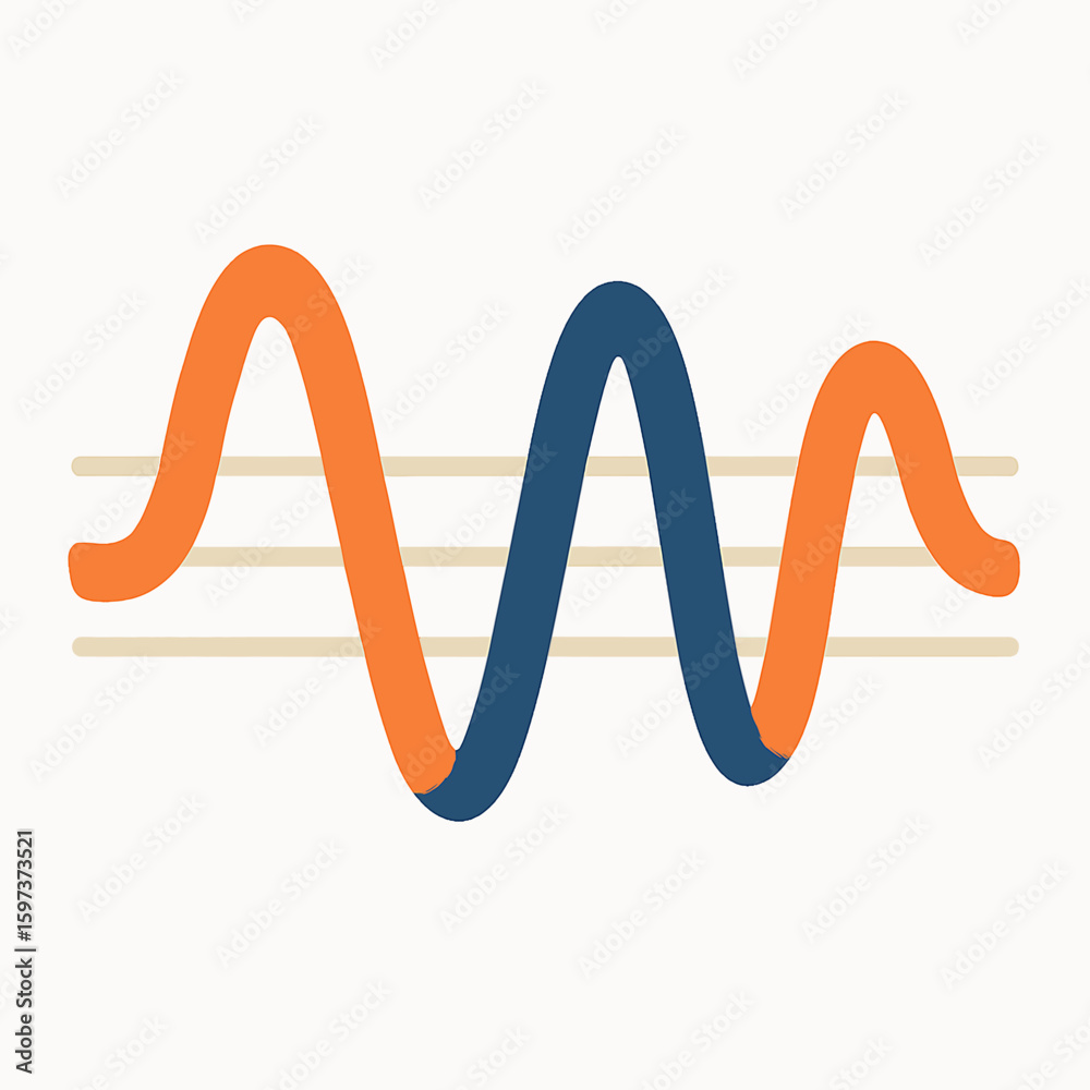 Abstract wave graph with orange and blue lines showing data trends and ...