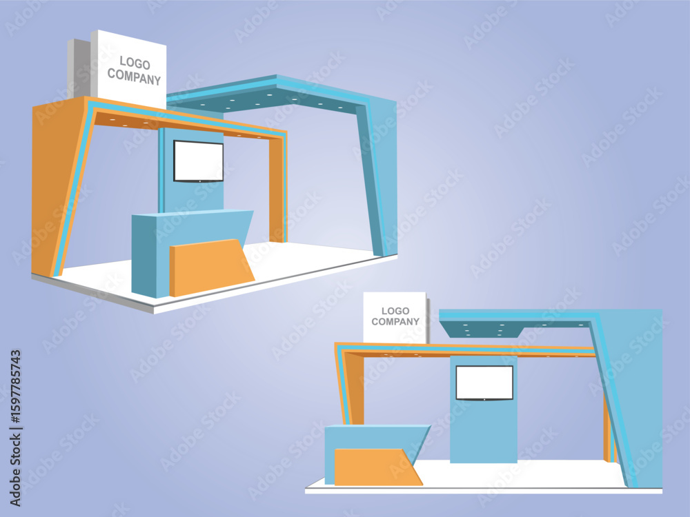3d stand booth 6x3m digital futuristic decor design syle with blank ...