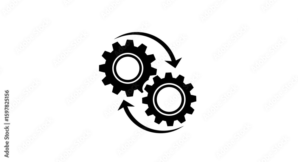 Two Overlapping Gears Turning in Sync Stock Vector | Adobe Stock