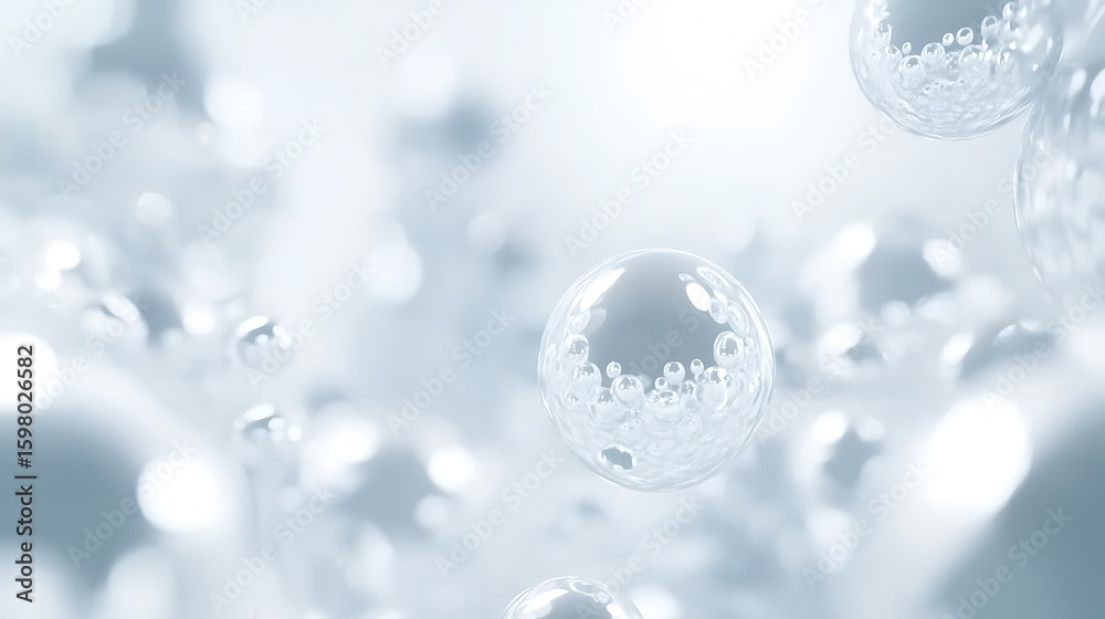 Floating Clear Bubbles with Smaller Bubbles Inside on Soft White ...