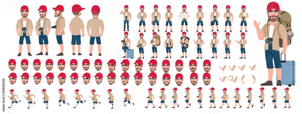 Traveler character model sheet, Character poses, expressions, Walk ...