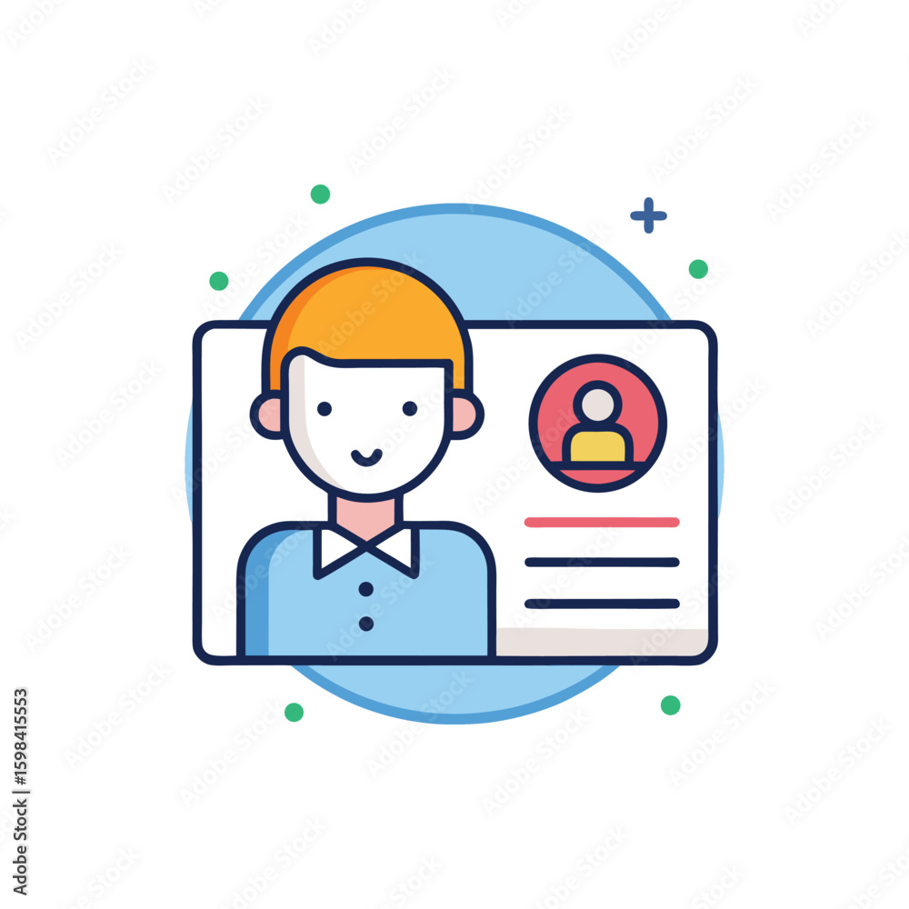 Cartoon id card with man s portrait and personal information Stock ...