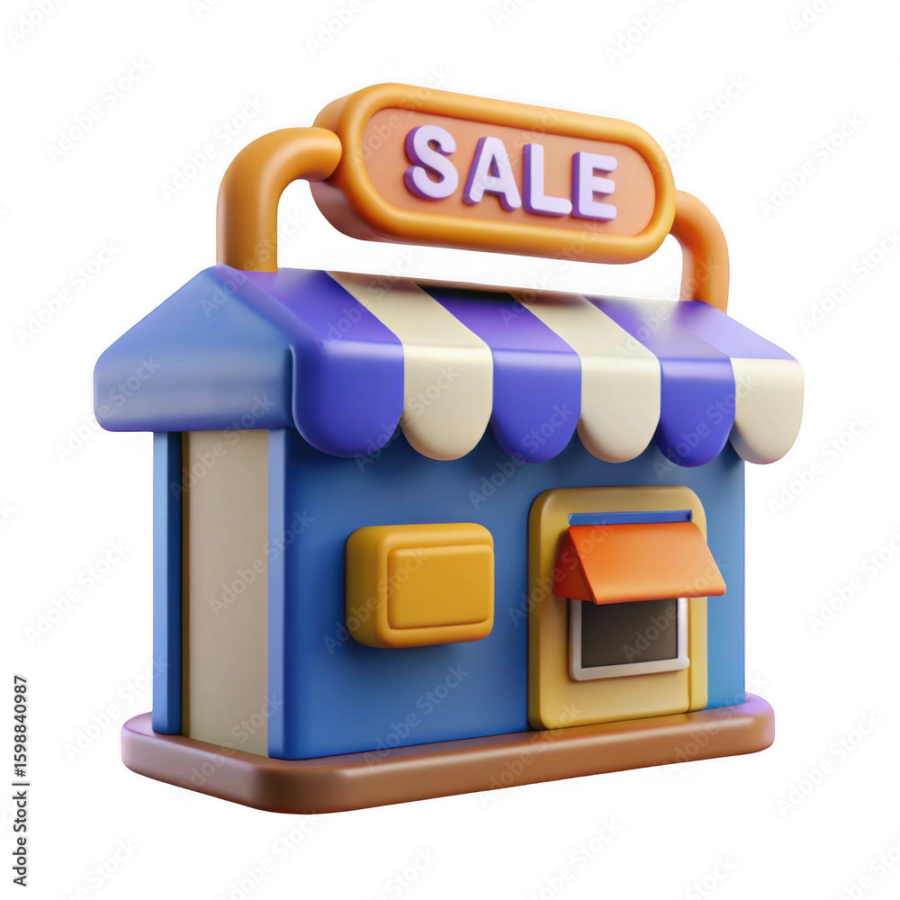 Cartoon store with sale sign in front Stock Illustration | Adobe Stock