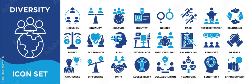 DIVERSITY icon collection set. Containing inclusion,equality,culture ...