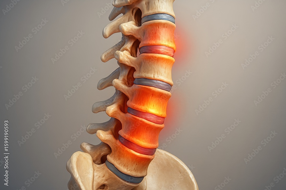 Medical spine anatomy visualization with pain indication zones using ...