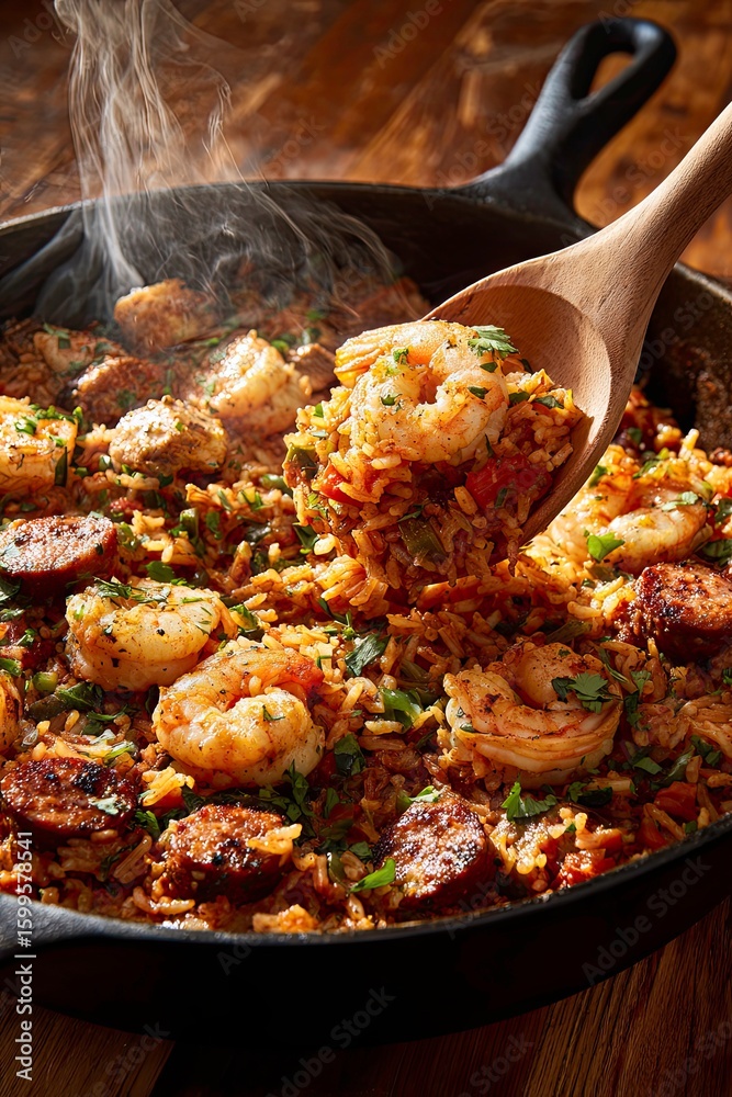 Authentic Jambalaya in Cast Iron Skillet – Spicy Creole Rice with ...