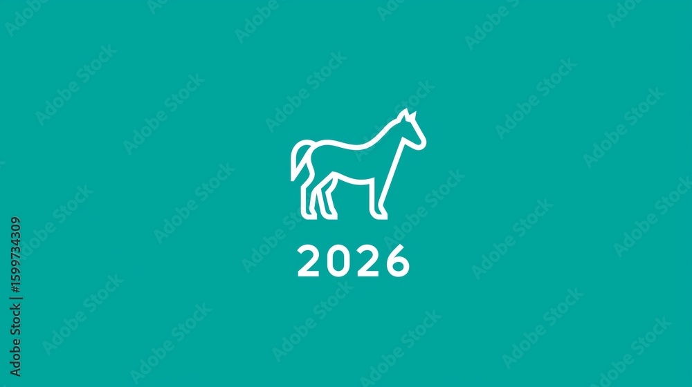 Illustration Stock Celebrating the Lunar New Year of the Horse in 2026, a symbol of joy and ...