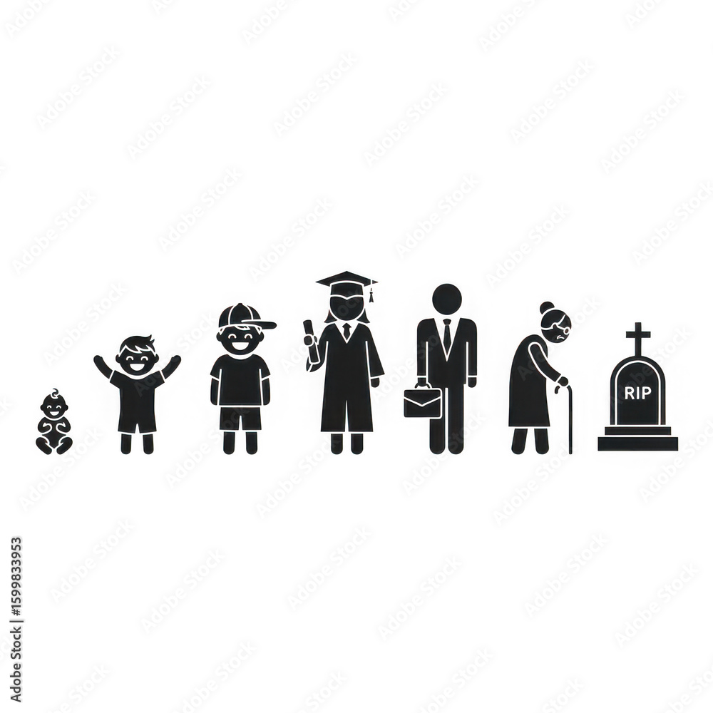 Illustration of the life cycle of a human being is depicted from ...