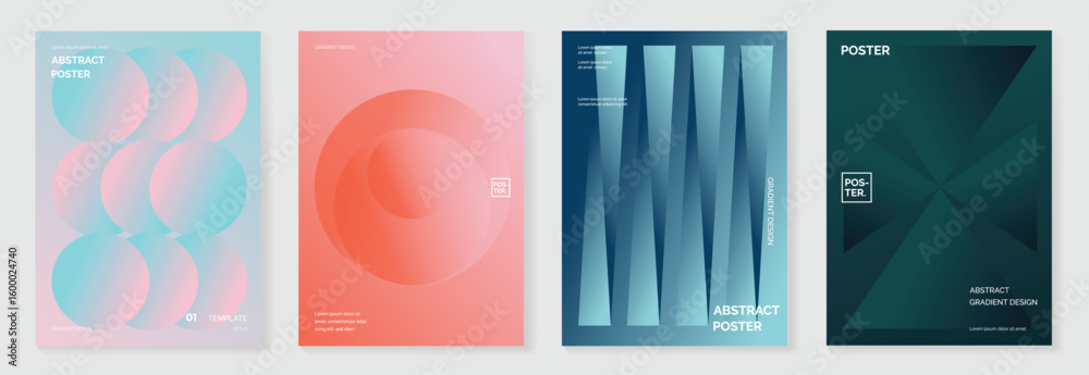Modern gradient poster background vector set. Minimalist cover template ...