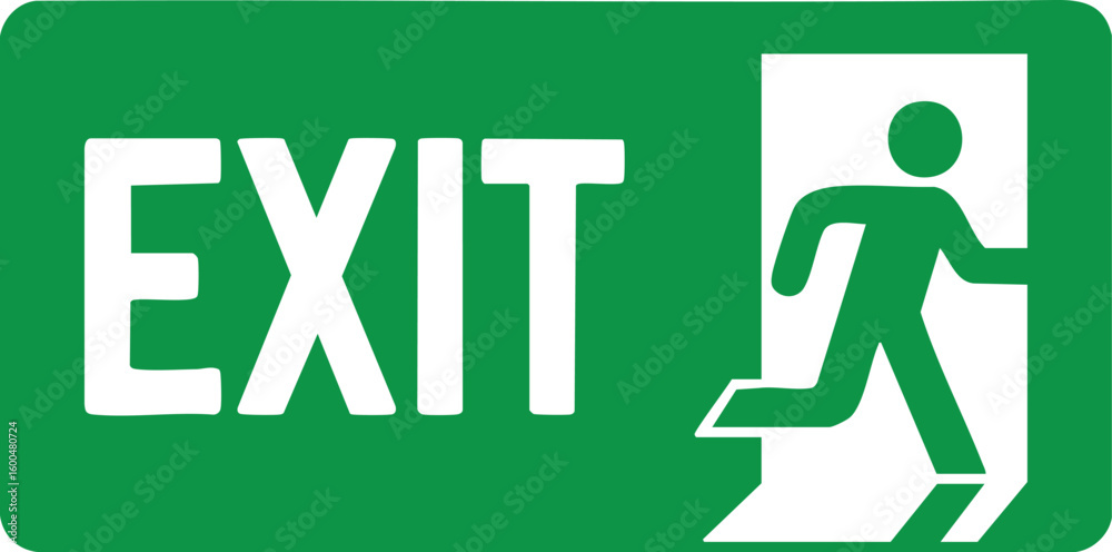 เวกเตอร์ Stock Exit Sign With Running Man Emergency Evacuation Safety ...