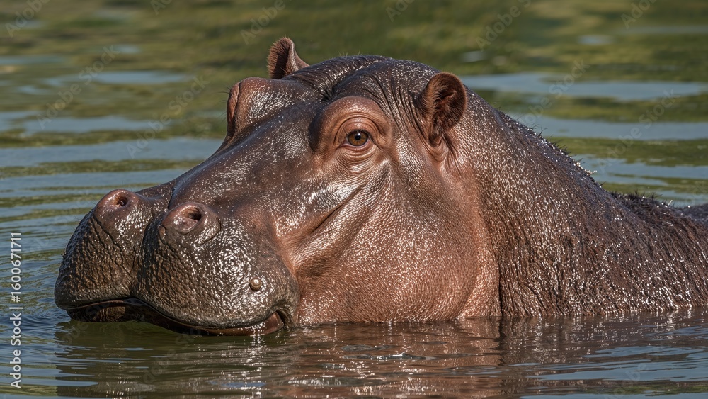 Foto The hippo, scientifically named Hippopotamus amphibius, is a big ...