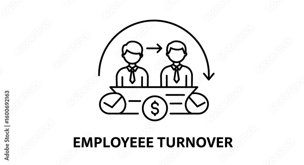 Employee Turnover Icon: A symbolic illustration representing employee ...