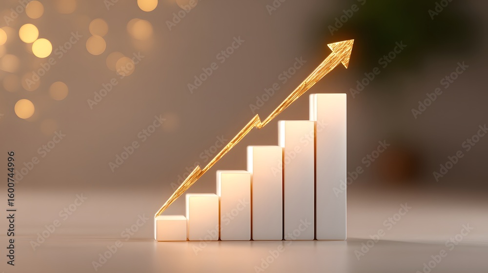 Growth Chart with Arrow Showing Increased Performance and Success Stock ...