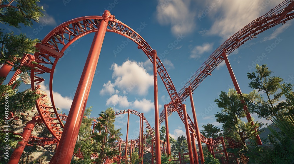Roller Coaster at Knott's Berry Farm Theme Park. Stock Illustration ...