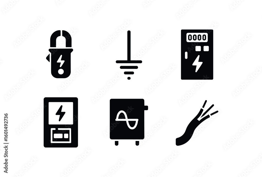 solid icon isolated electricity current clamp electricity grounding rod ...