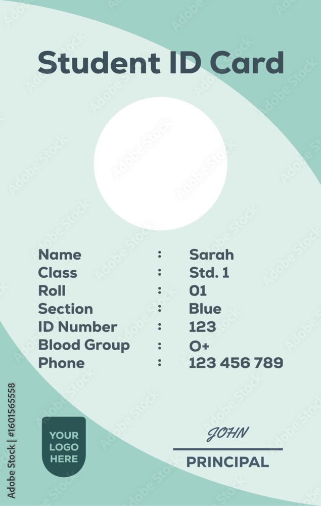 Image vectorielle Stock Minimalist Student ID Card Template – Editable ...