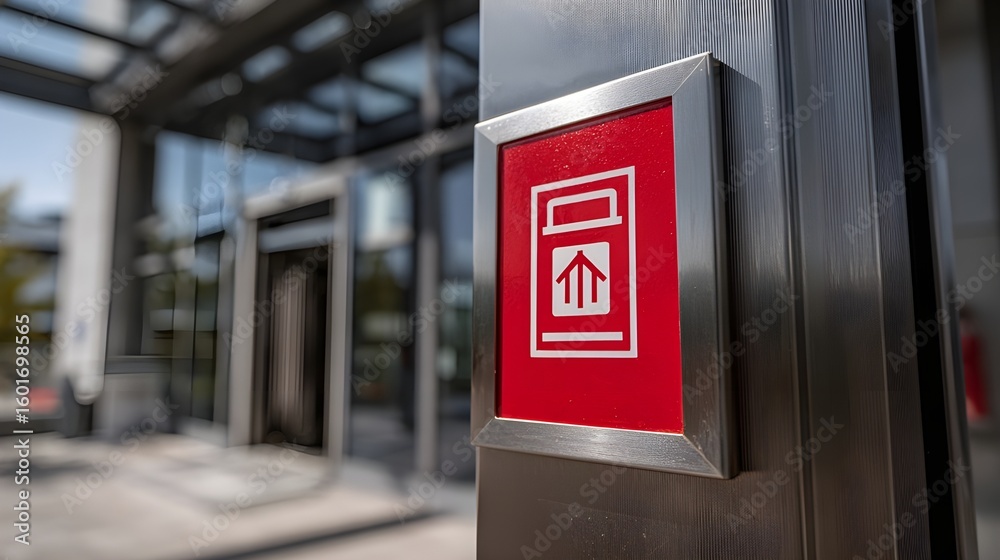 Стокова ілюстрація Firefighter emergency lift access signage clearly ...
