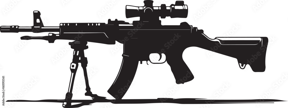 Assault rifle silhouette vector design without suppressor detailed ...