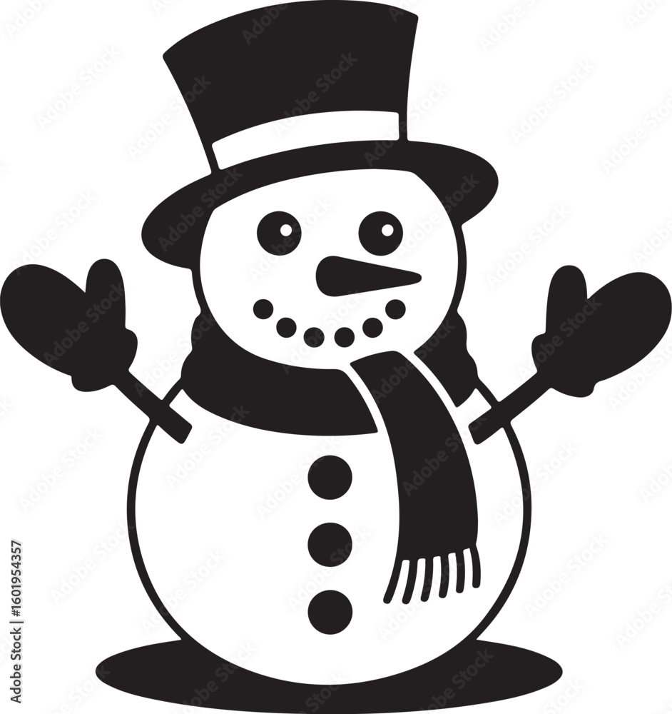 Hand-Drawn Snowman Illustration PNG Stock Vector | Adobe Stock