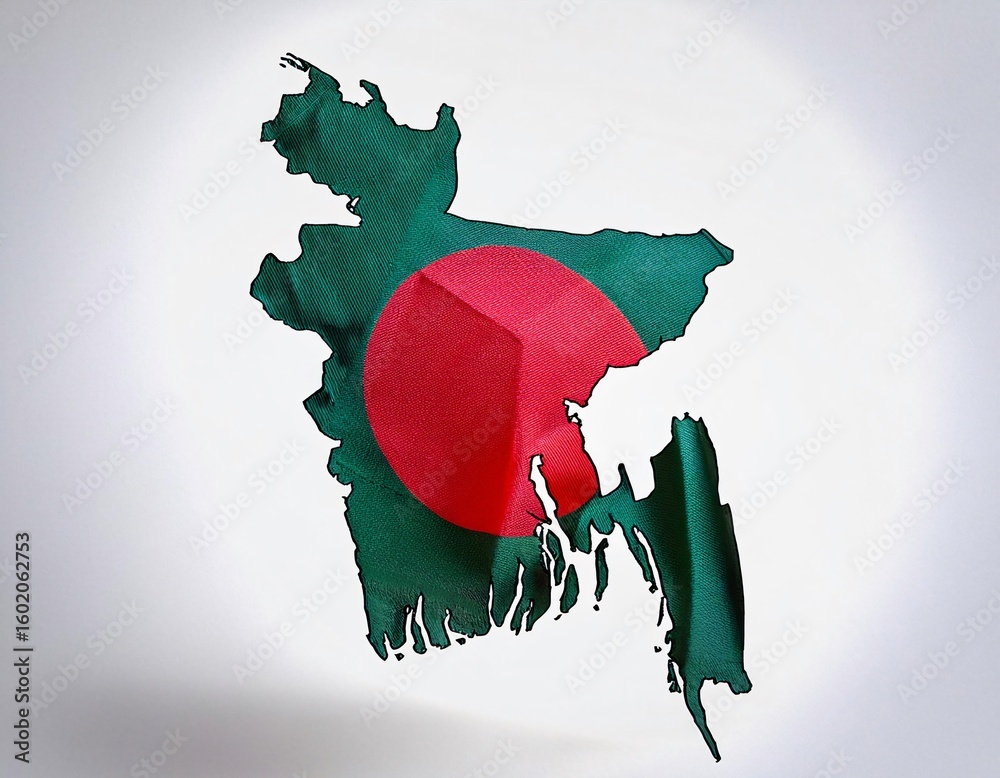Bangladesh map shape green and red national flag country Stock ...