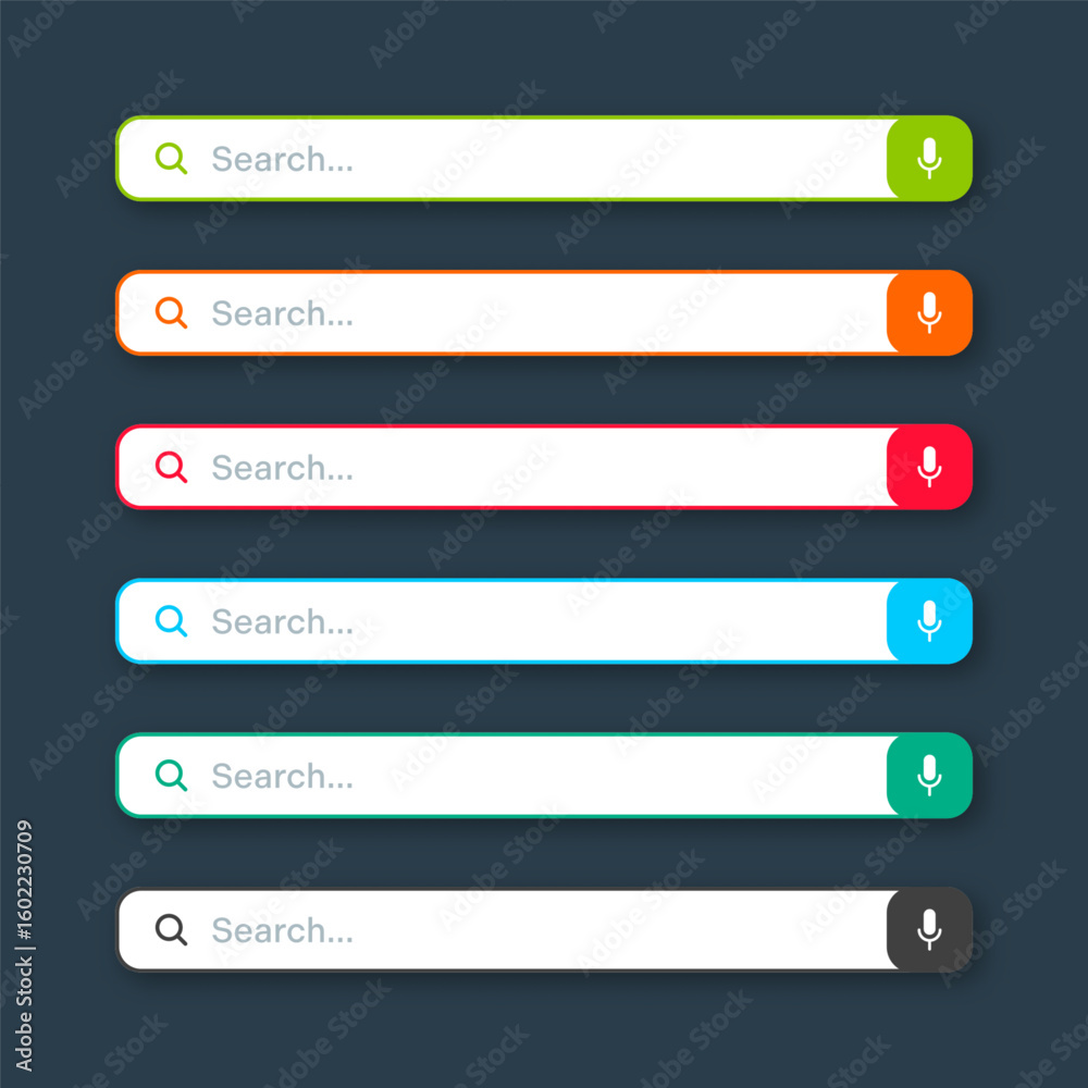 Various search bar templates. Internet browser engine with search box ...
