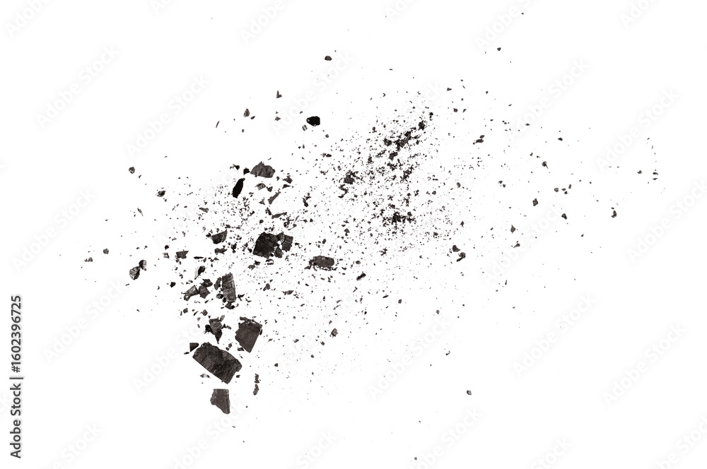Scattered charcoal dust and broken, isolated texture Stock Photo ...