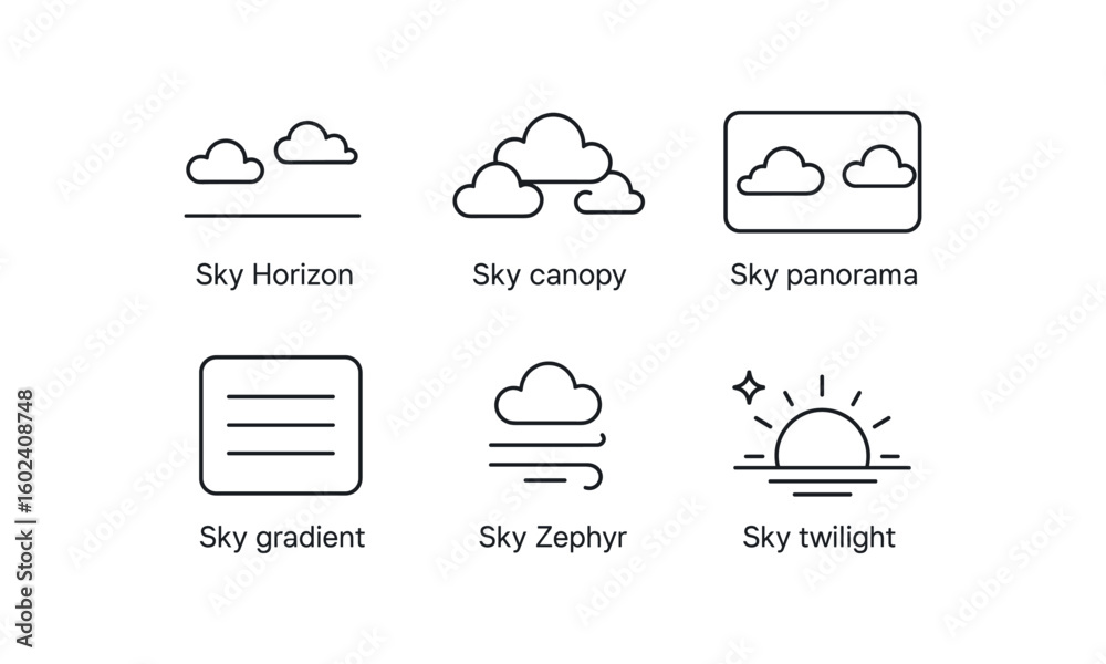 stroke icon mono icons style isolated sky horizon sky canopy sky panoa ...