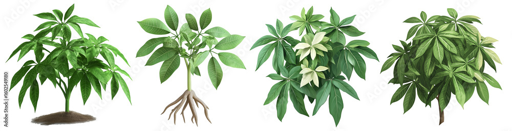 Stock-Illustration „Collection of realistic green cassava plants growth ...