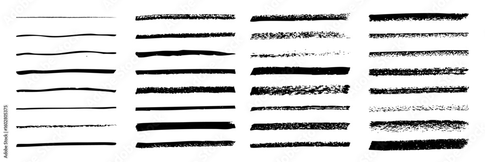 crayon drawn lines illustrator brush stroke set Stock Vector | Adobe Stock