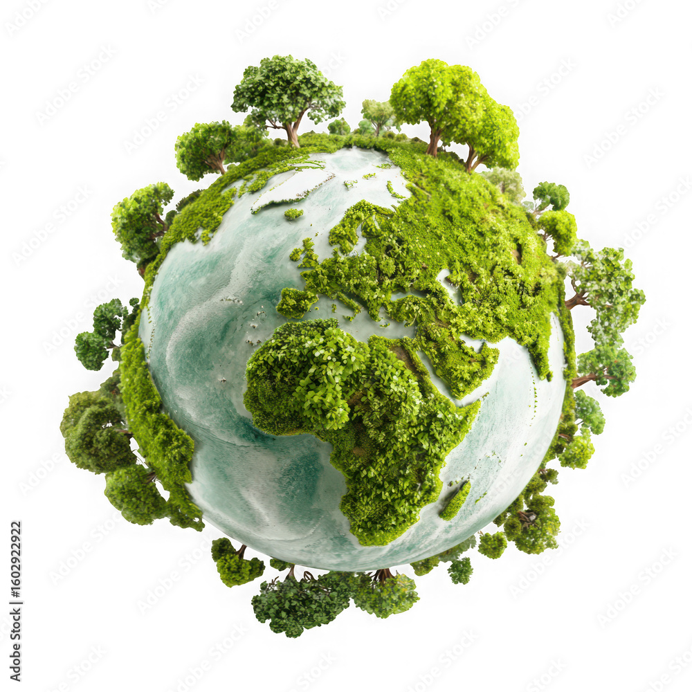 Ecology concept Green planet earth with tress world environment and earth day, Sustainable green ...